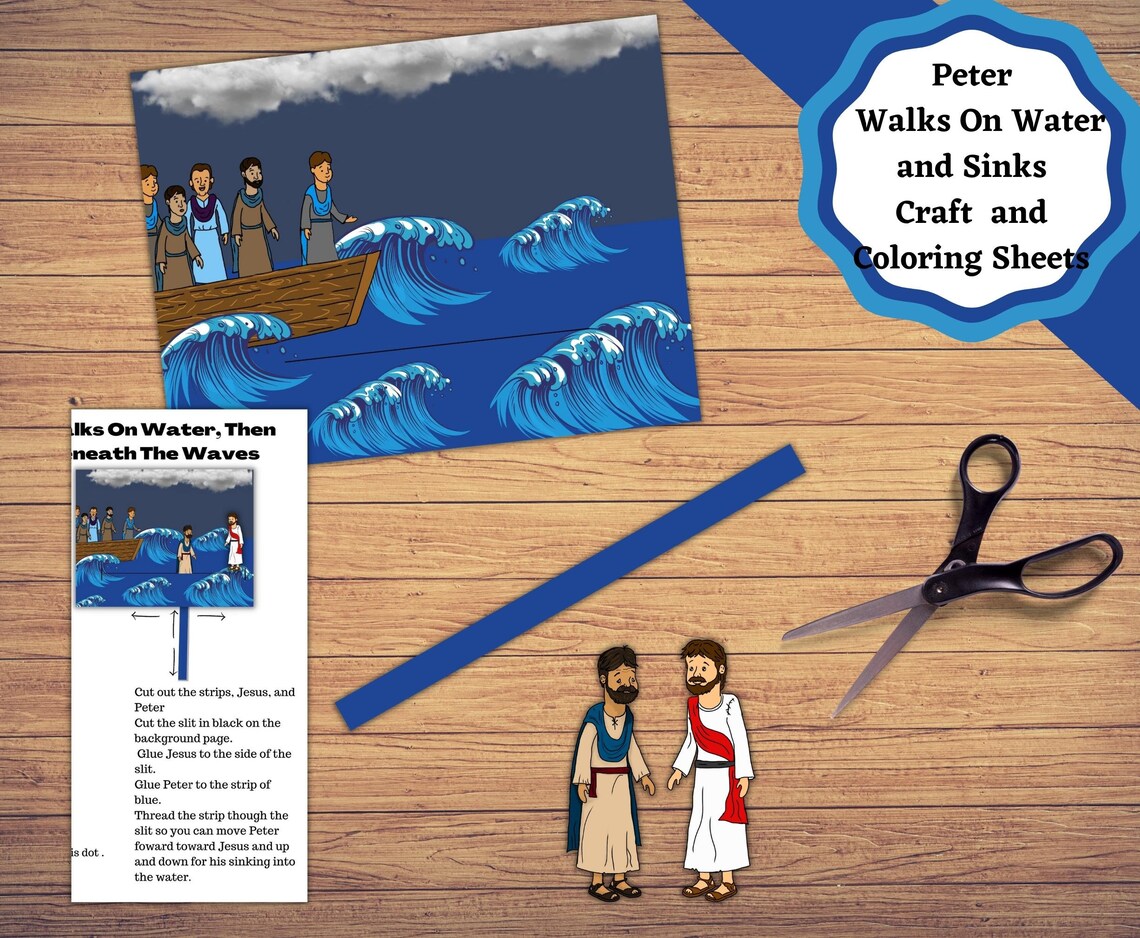 Peter Walks on Water and Sinks Beneath the Water, Printable Craft and ...