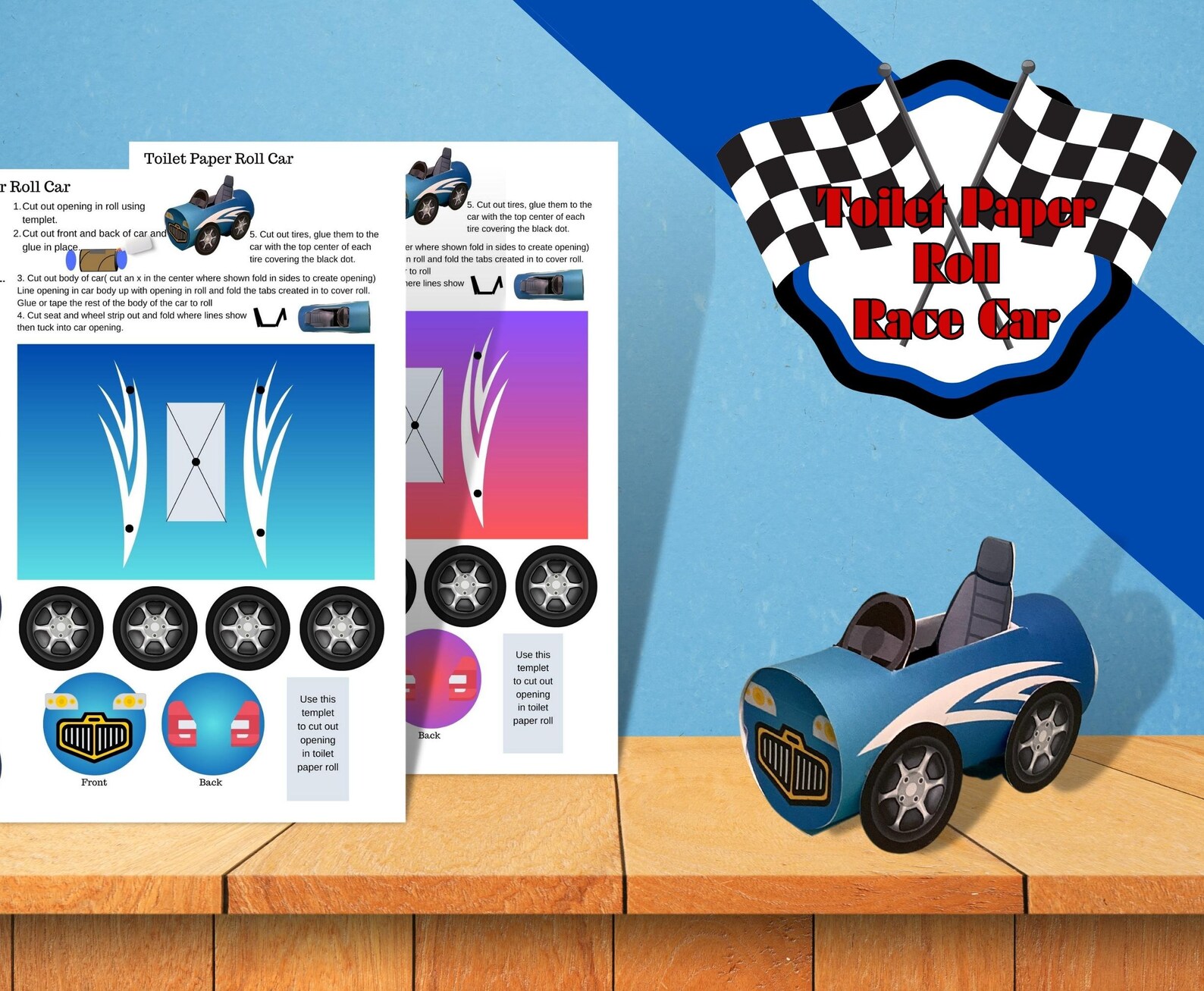 Printable Toilet Paper Roll Race Car. Fun Cardboard Roll Race Car Craft ...
