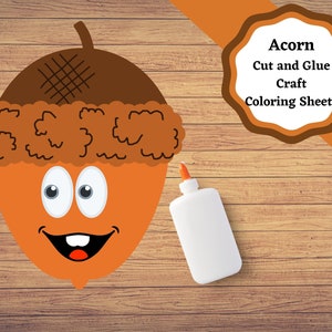 Printable Acorn Craft, Fall Craft and Coloring Pages. - Etsy