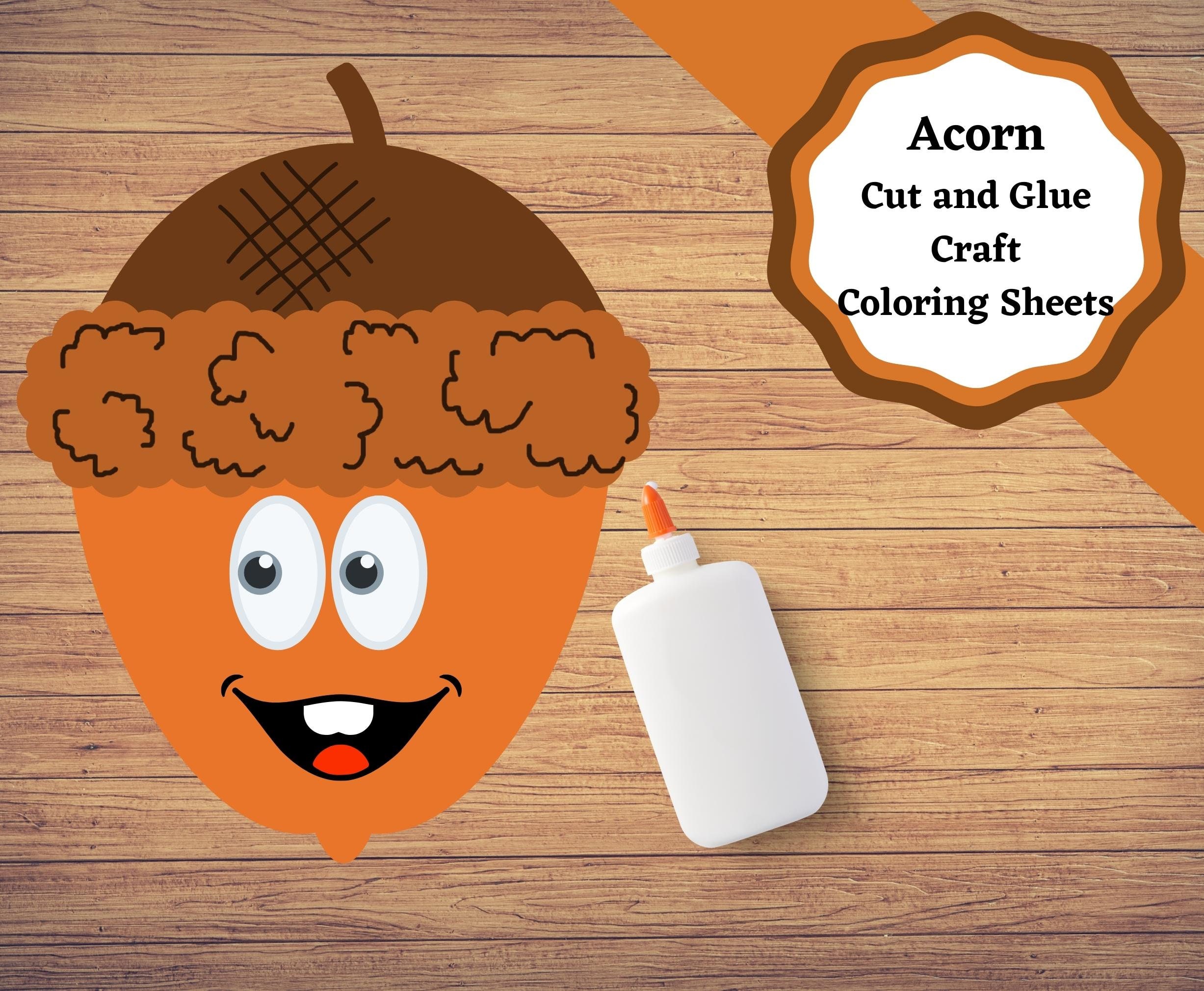 Printable Acorn Craft, Fall Craft and Coloring Pages. - Etsy