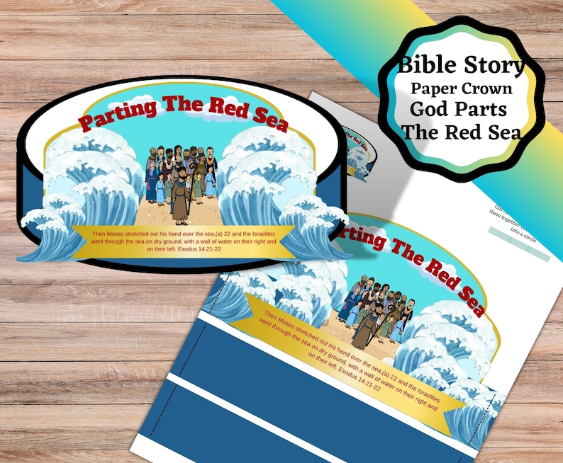 Printable God Parts the Red Sea Paper Crown. Bible Story Moses and the ...