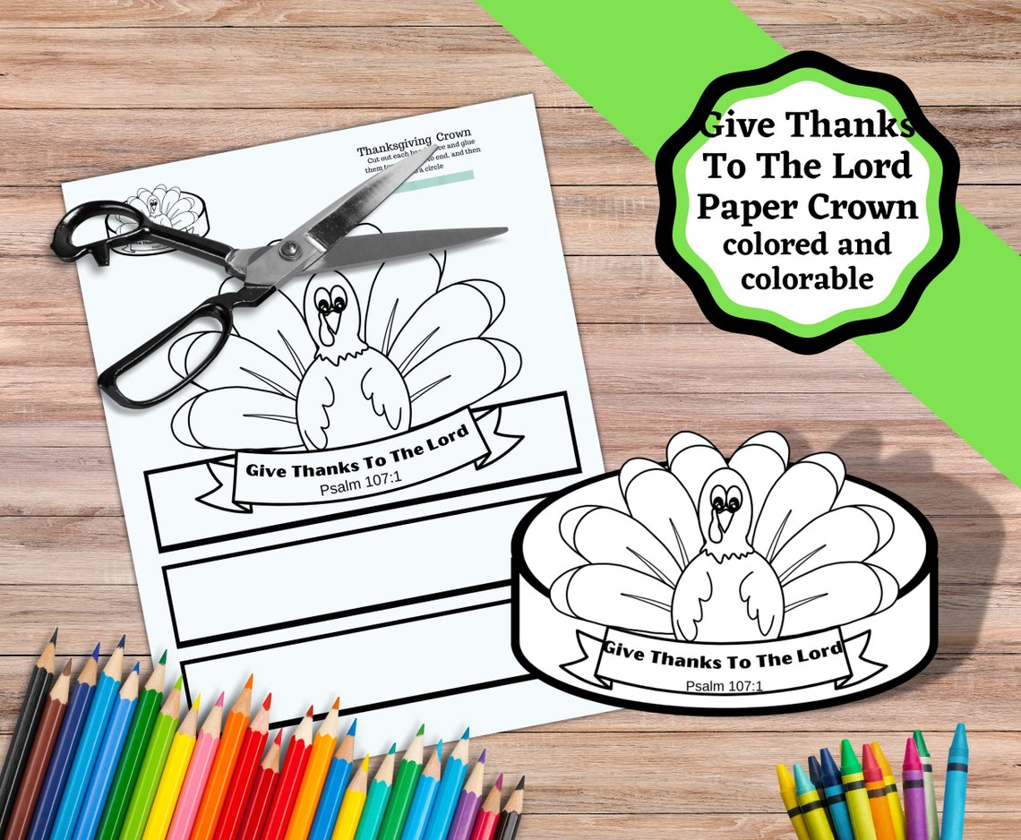 Give Thanks to the Lord Printable Thanksgiving Crown. Kids Christian ...