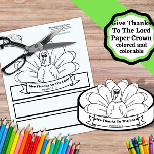 Give Thanks to the Lord Printable Thanksgiving Crown. Kids Christian ...