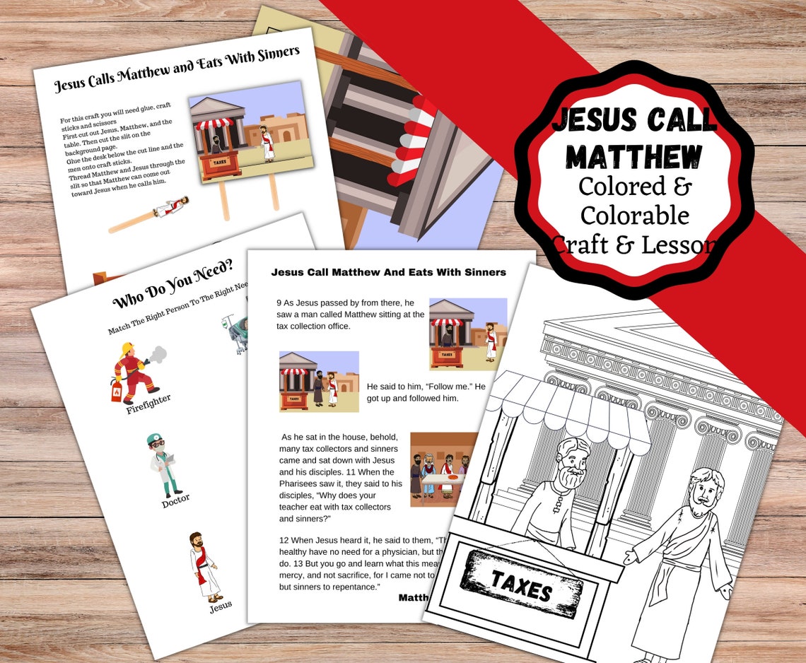 Printable Bible Craft for Jesus Calling Matthew the Tax Collector and ...