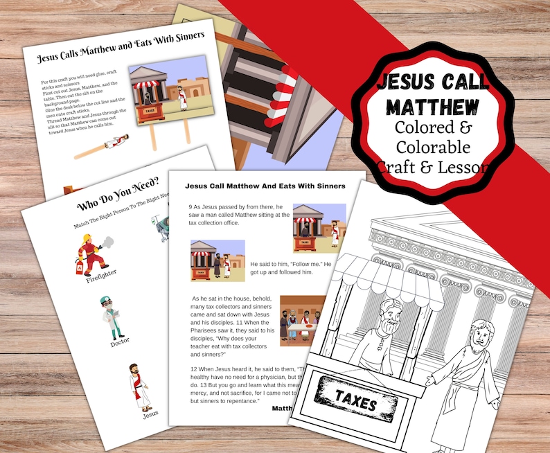 Printable Bible Craft for Jesus Calling Matthew the Tax Collector and ...