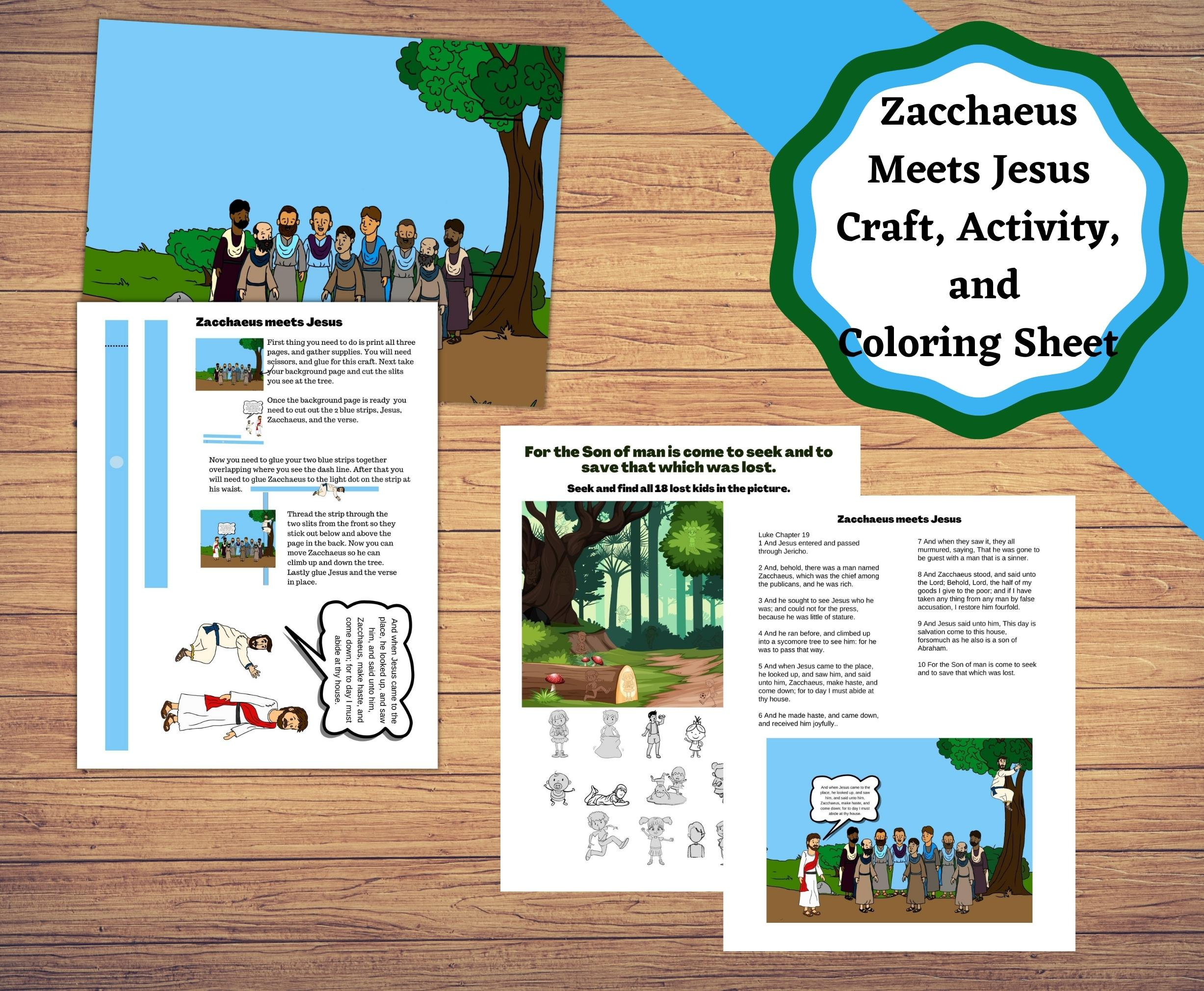 Printable Zacchaeus Bible Story Craft, Coloring, and Activity Sheets ...