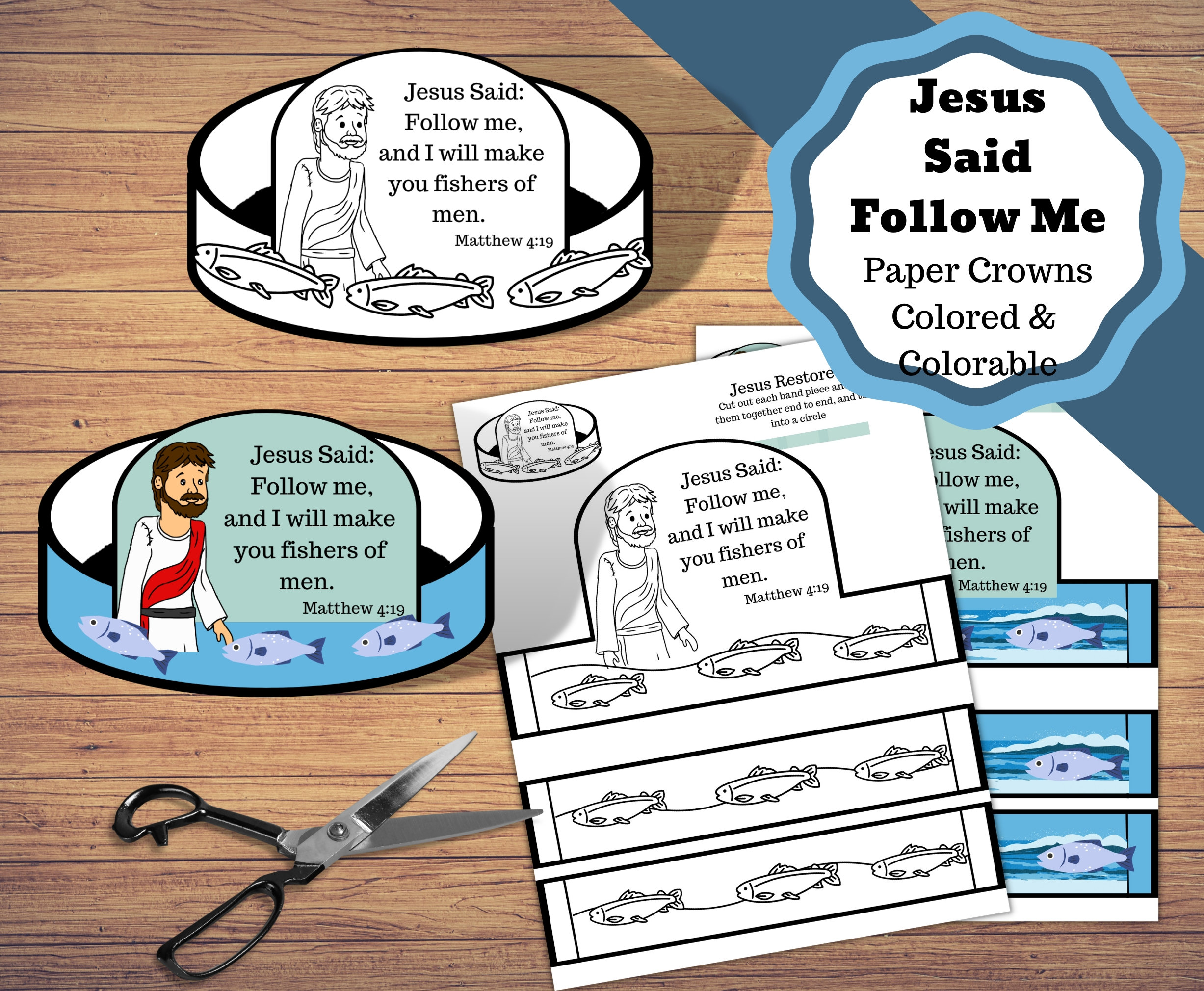 Printable Jesus Said Follow Me, Paper Crowns, Follow Jesus, Fishers of ...