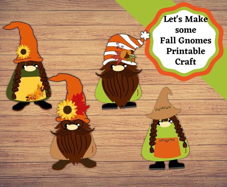 Make a Gnome Printable Craft, Fall Gnome Decoration, Gnome Crafts, Cut ...