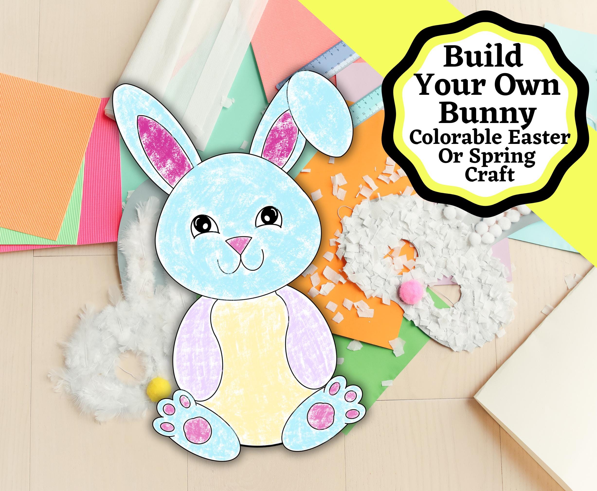 Build A Bunny Colorable Kids Craft. Kids Printable Colorable Bunny to ...
