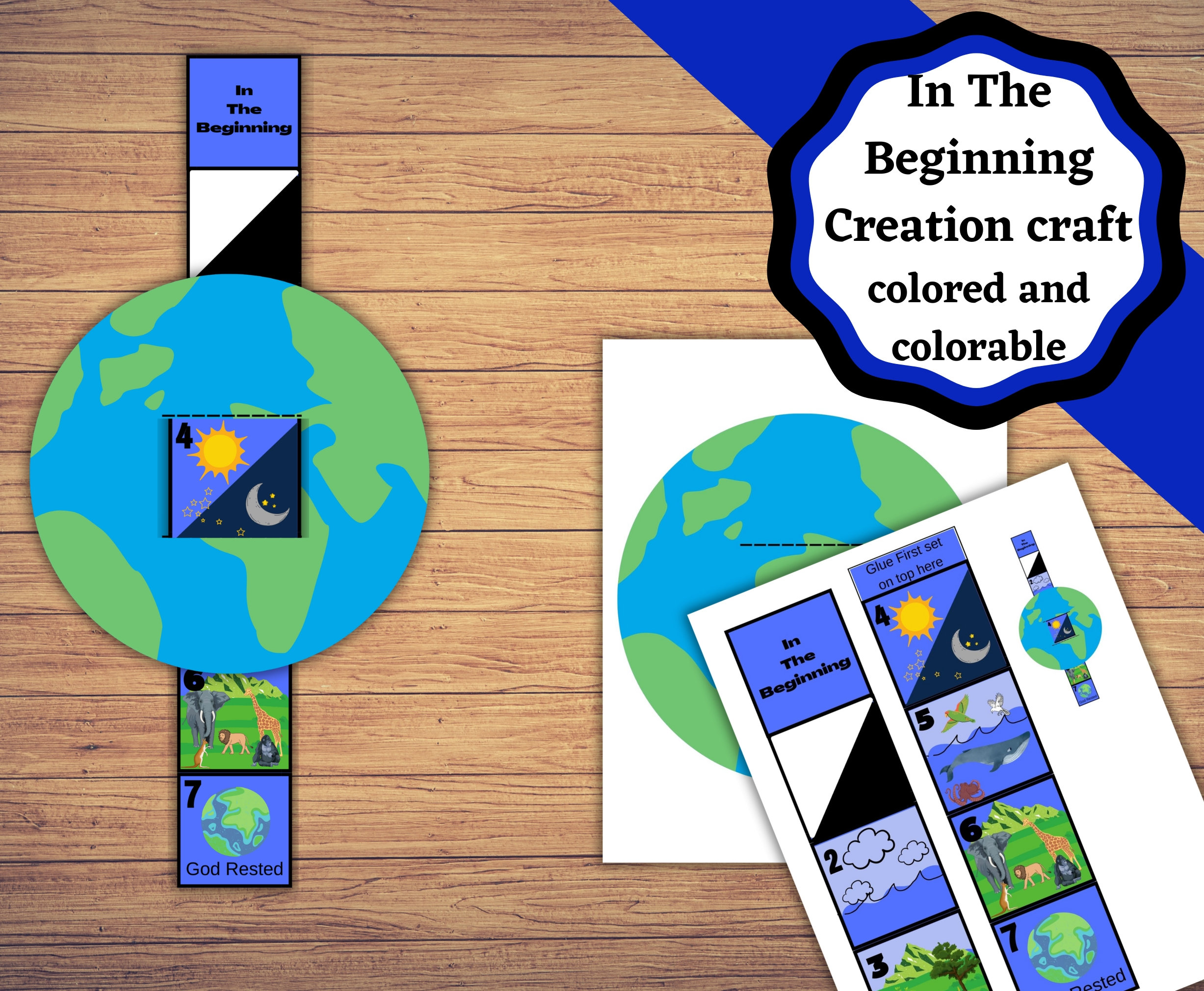 Printable Creation Bible Craft. Kids Craft for the 7 Days of Creation ...