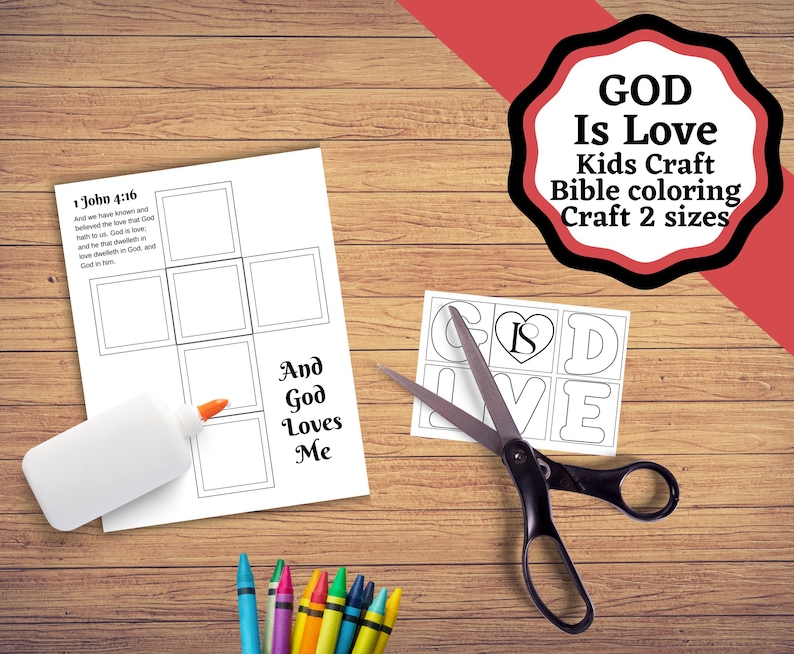 God is Love Kids Coloring Bible Craft. God is Love Cross and Verse ...