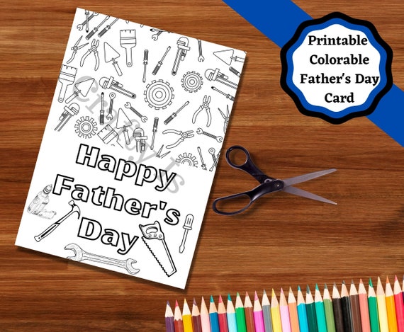 Father's Day Card You Can Print and Color Father's | Etsy