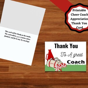 Cheer Coach Printable Thank You Card, Cheerleading - Etsy