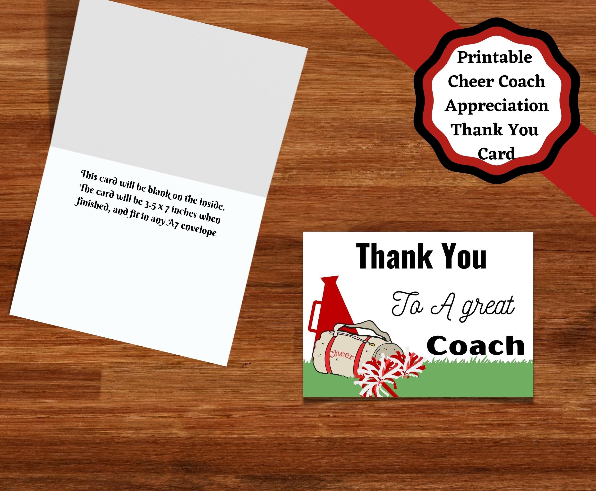Cheer Coach Printable Thank You Card, Cheerleading - Etsy