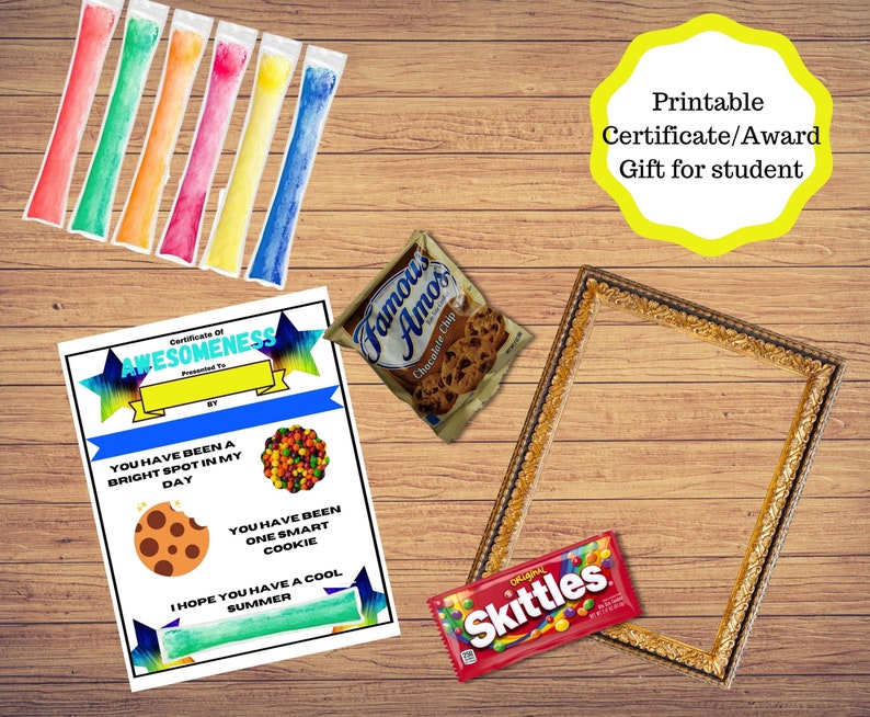 Student Certificate/award Gift From Teacher Editable File Candy Pun ...