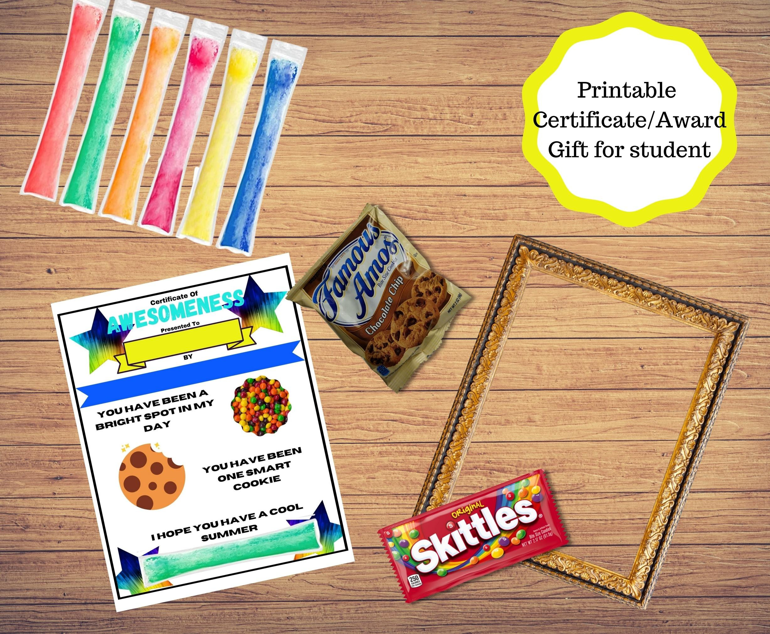Student Certificate/award Gift From Teacher Editable File Candy Pun ...