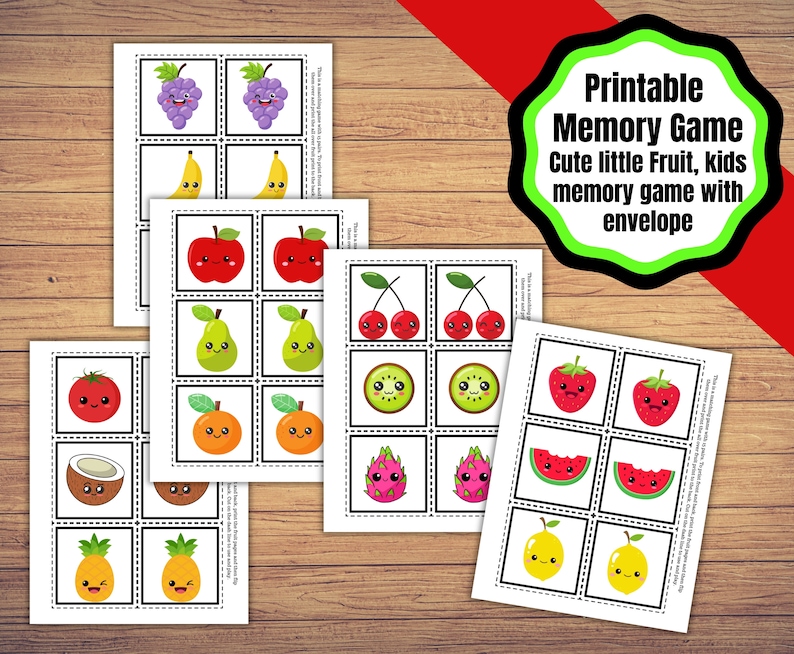 Fruit Matching Game for Kids, Printable Memory Game (PDF) - Etsy