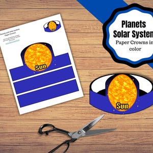 Planet and Solar System Paper Crown, Planets and Sun Colorful Kids ...