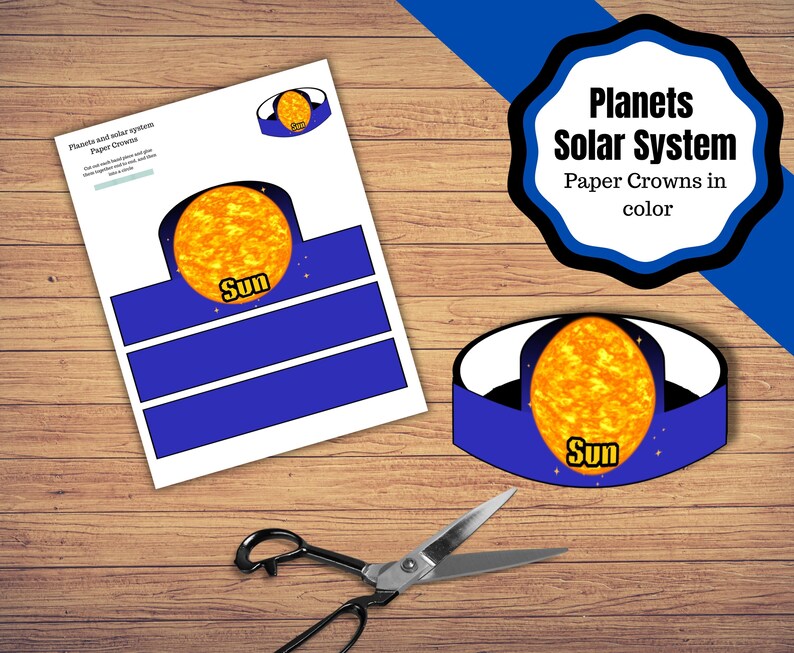 Planet and Solar System Paper Crown, Planets and Sun Colorful Kids ...