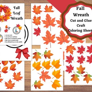 Printable Fall Leaf Wreath, Craft for Kids or Fall Paper Decoration. - Etsy