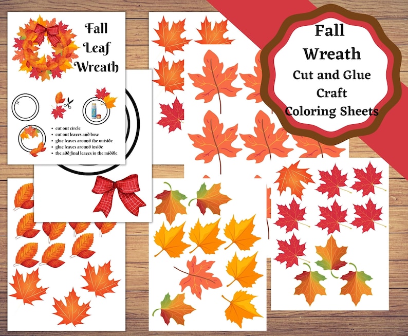 Printable Fall Leaf Wreath, Craft for Kids or Fall Paper Decoration. - Etsy