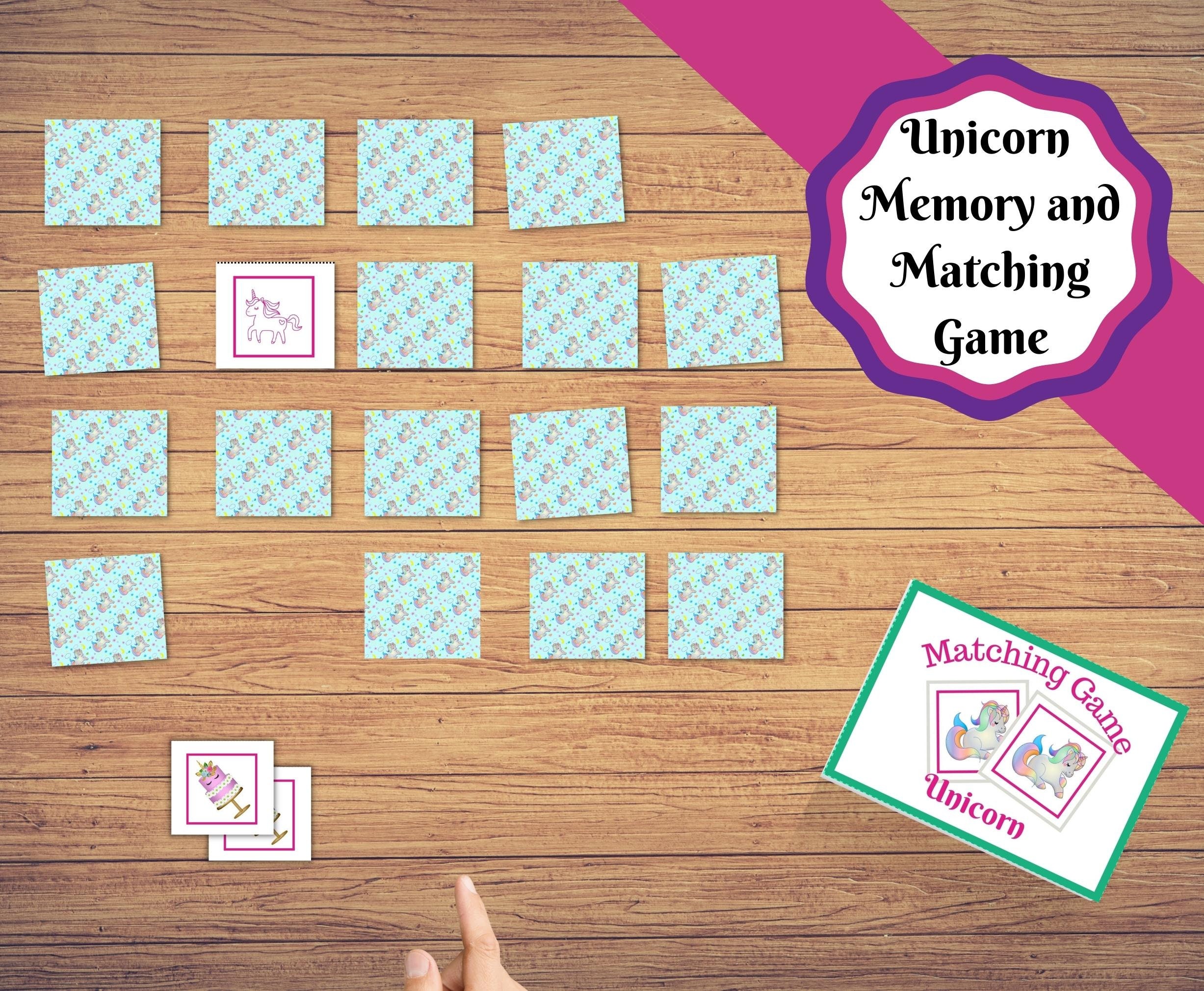 Matching Memory Game With Unicorn Theme. Memory Game for Kids, Matching ...