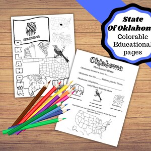 State of Oklahoma Printable Set of Coloring and Educational Pages ...