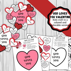 God Loves You Valentine Kids Craft With Scriptures. Valentine Colored ...