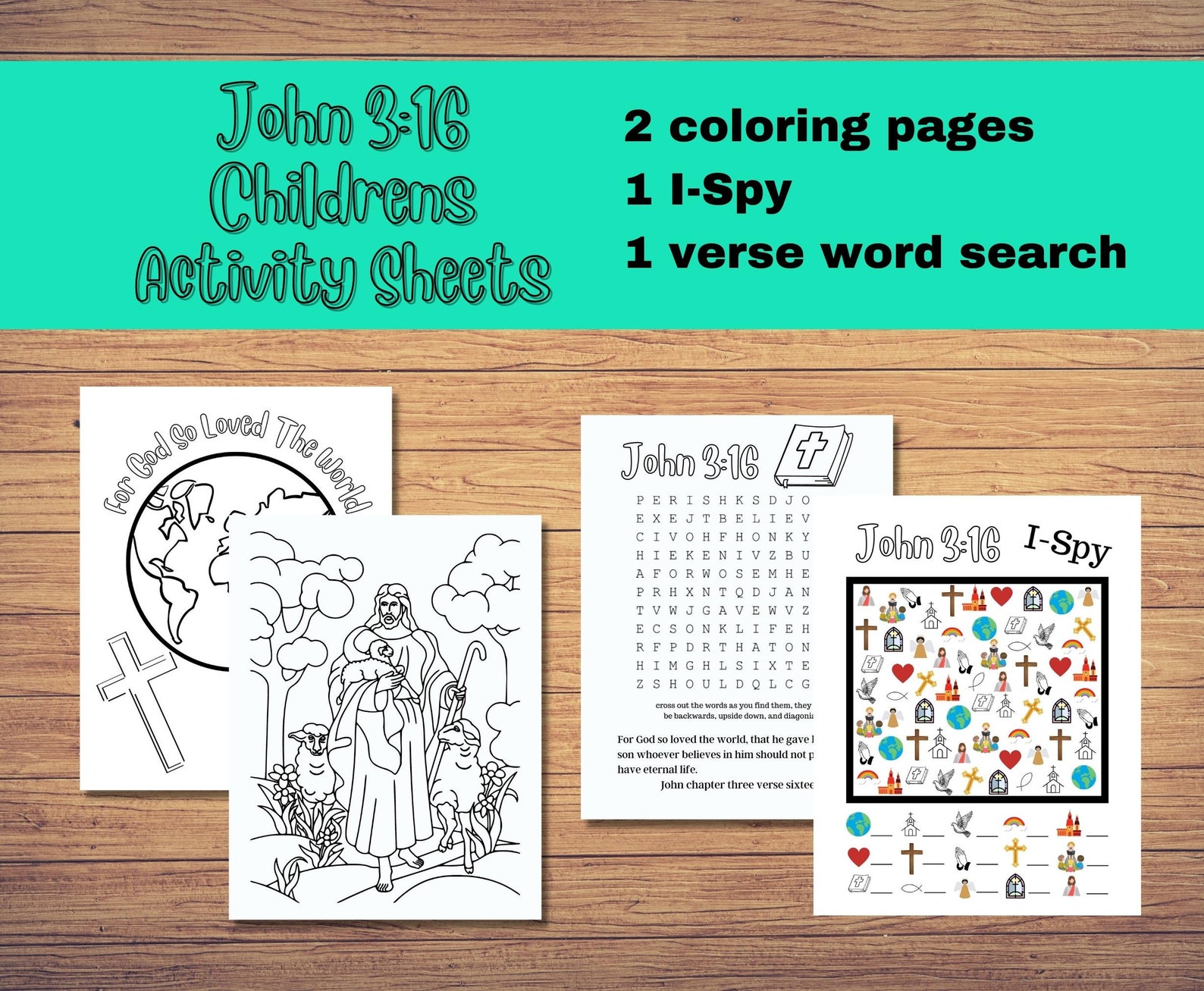 John 3:16 Activity Sheets for Kids Church Lesson Activity - Etsy
