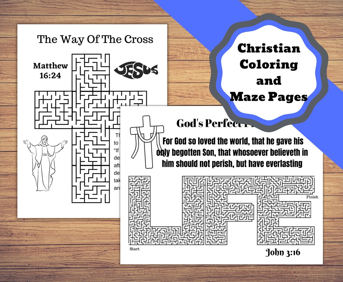 Printable Maze and Coloring Sheets, Christian Coloring Pages, John 3:16 ...
