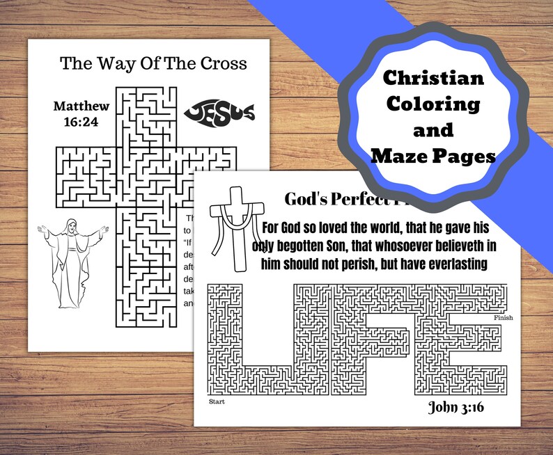 Printable Maze and Coloring Sheets, Christian Coloring Pages, John 3:16 ...