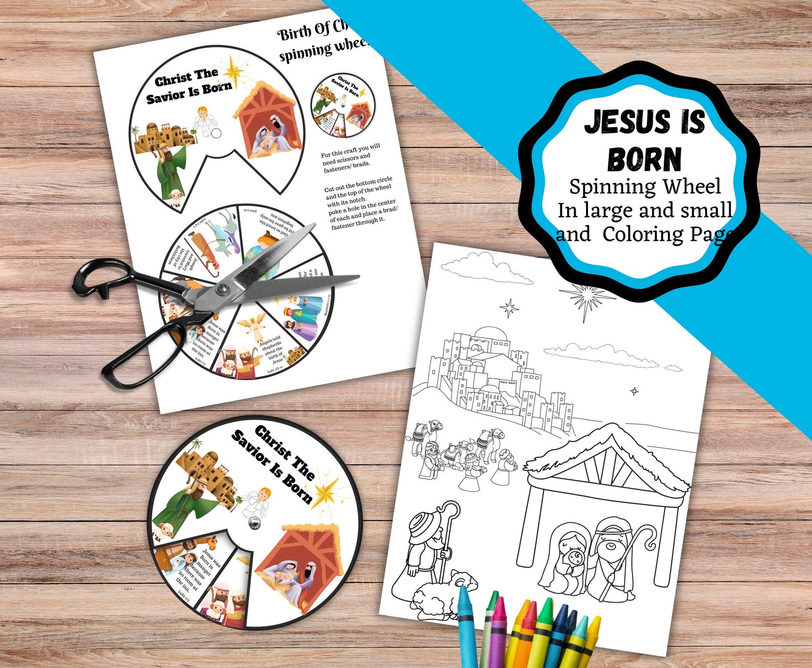 Printable Nativity Story Wheel Craft. Large and Small Spinning Wheel ...