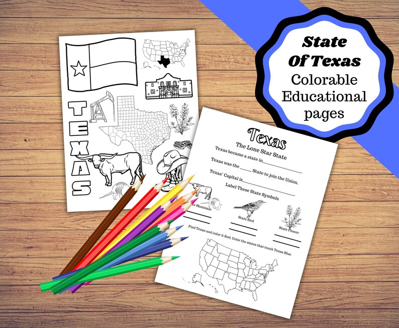 Texas State Printable Coloring and Worksheets, Learn About Texas, Texas ...