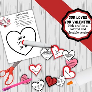 God Loves You Valentine Kids Craft With Scriptures. Valentine Colored ...