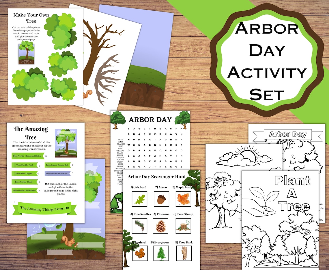 Printable Arbor Day Activity Pages, Coloring, Build a Tree, Learn About ...