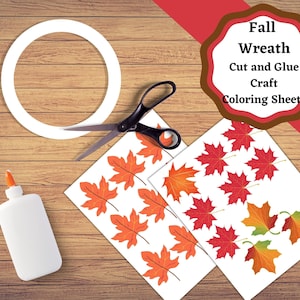 Printable Fall Leaf Wreath, Craft for Kids or Fall Paper Decoration. - Etsy