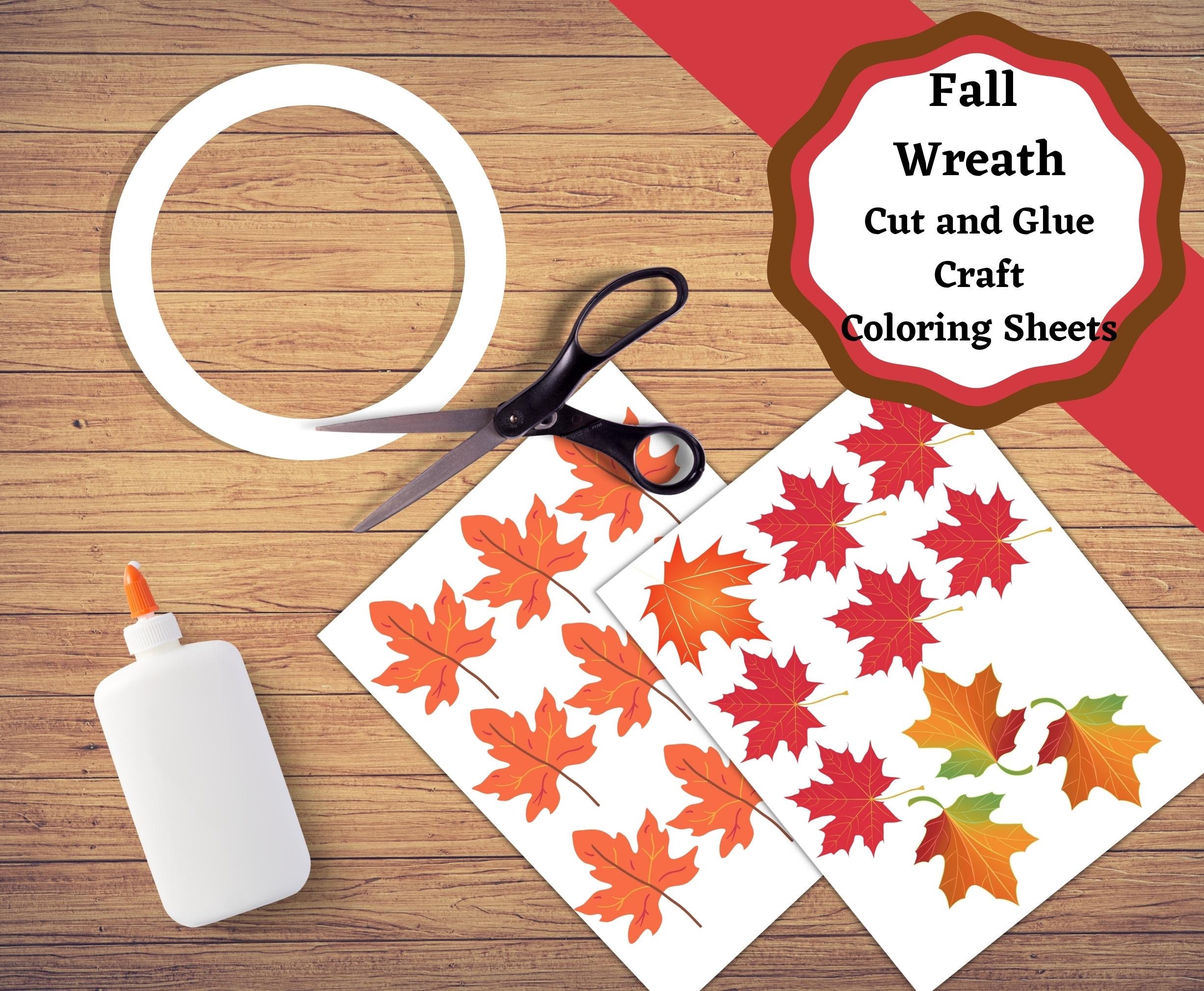 Printable Fall Leaf Wreath, Craft for Kids or Fall Paper Decoration. - Etsy