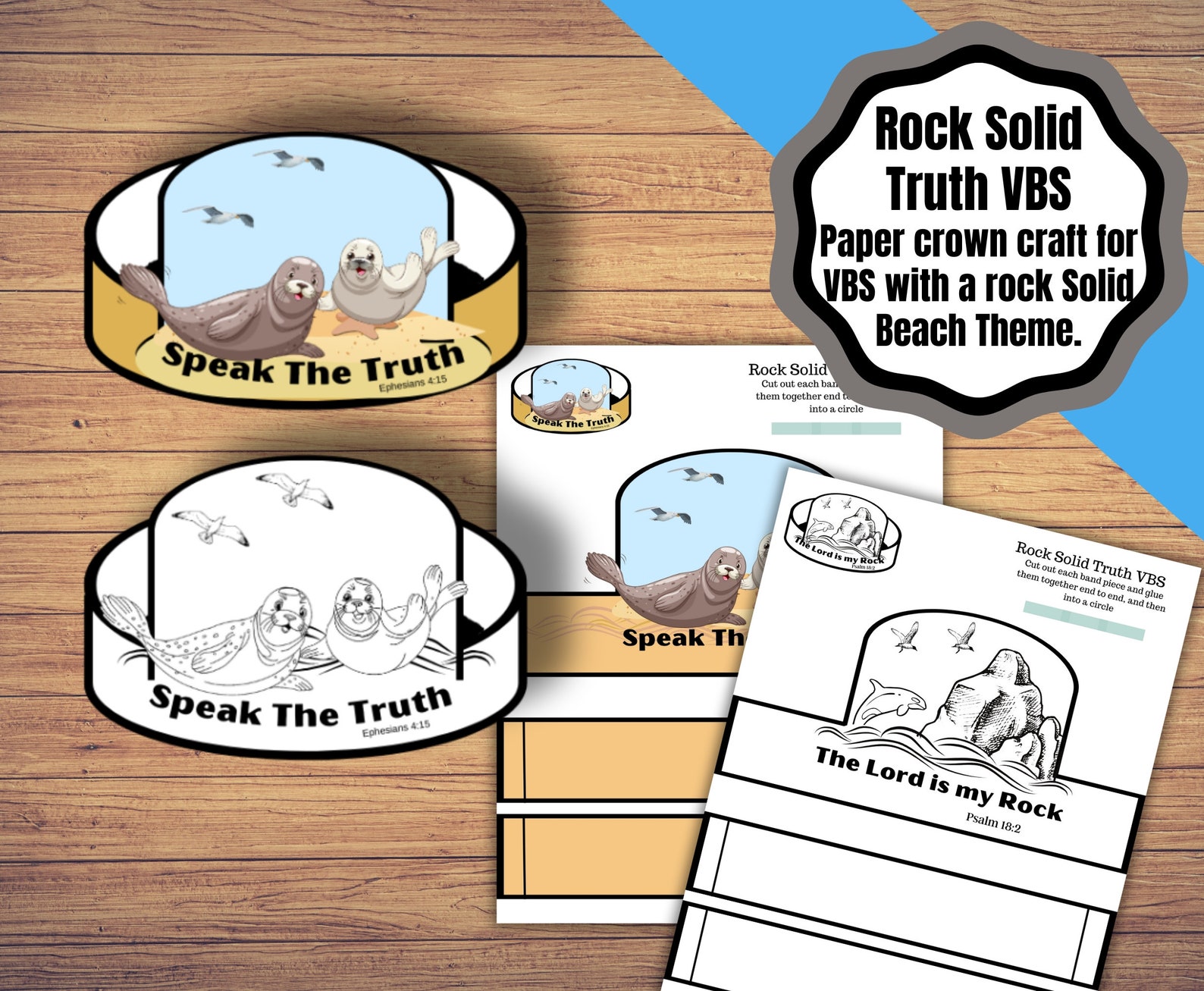 Printable Paper Crown VBS, Rock Solid Truth, at the Beach Theme ...