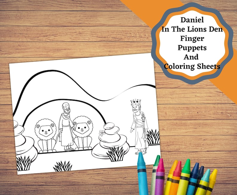 Daniel in the Lions Den, Printable Finger Puppets and Coloring Sheet ...