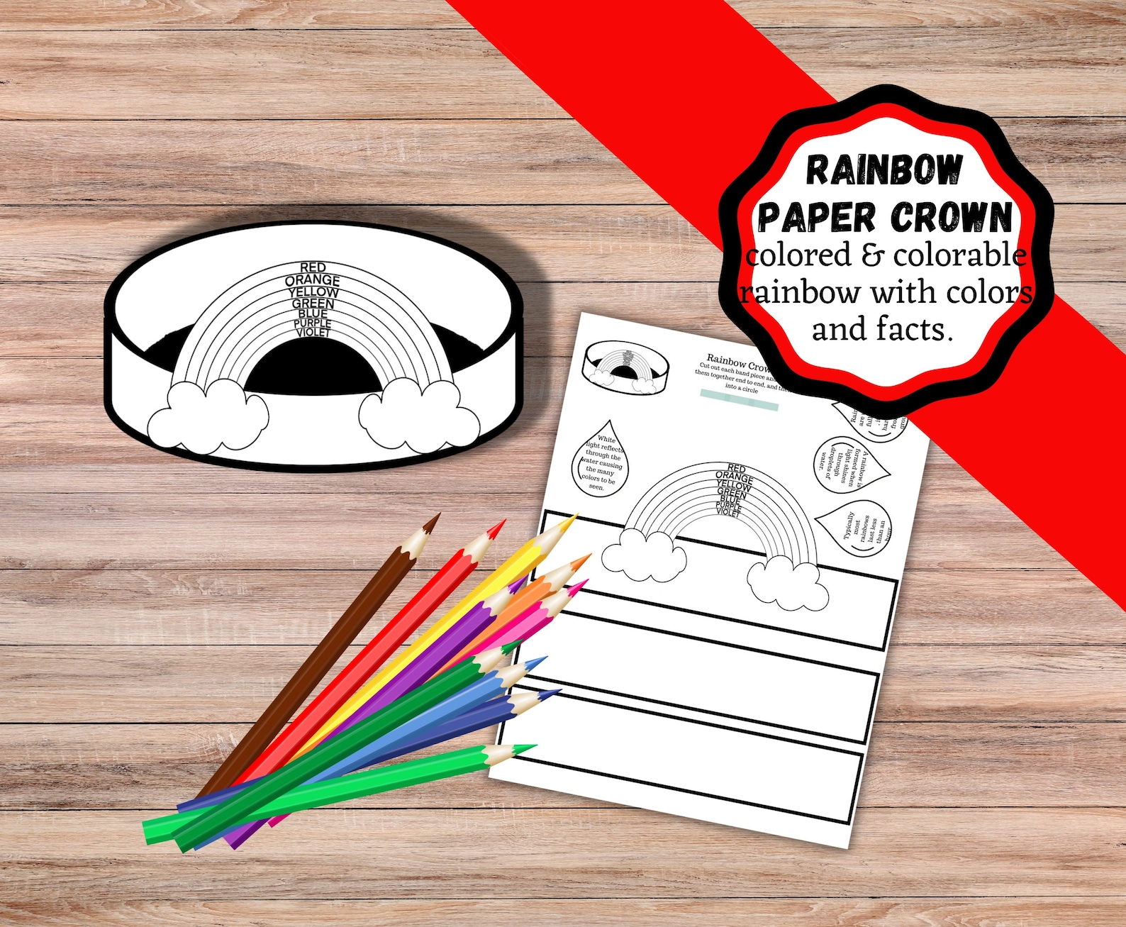 Printable Rainbow Paper Crown, About Rainbows Printable Craft. Rainbow ...