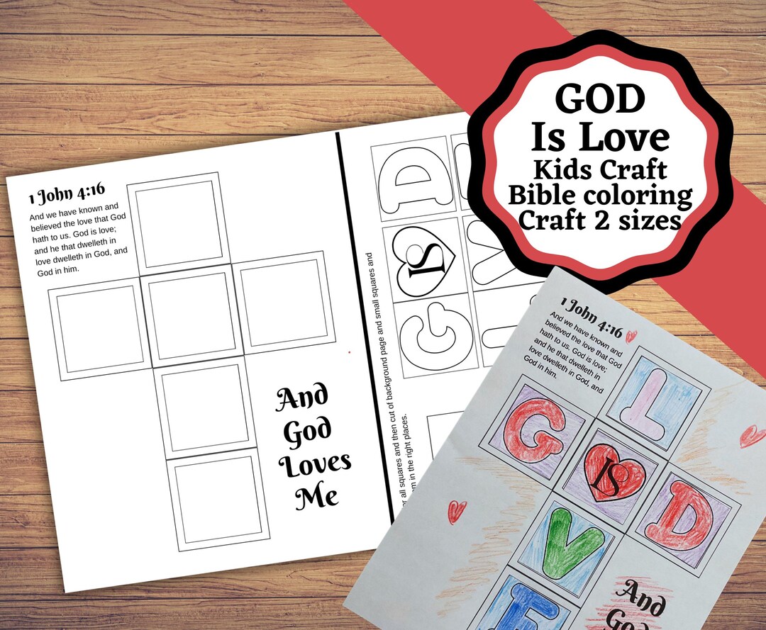 God is Love Kids Coloring Bible Craft. God is Love Cross and Verse Coloring Craft. Christian ...