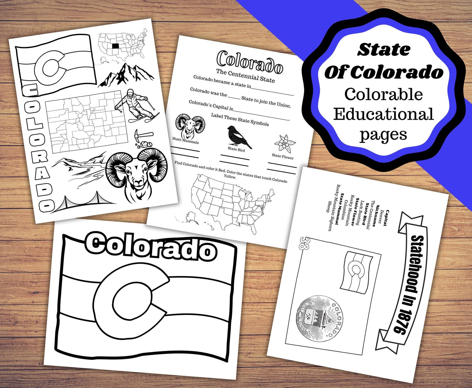 Colorado State Printable Coloring and Worksheets, Learn About Colorado ...