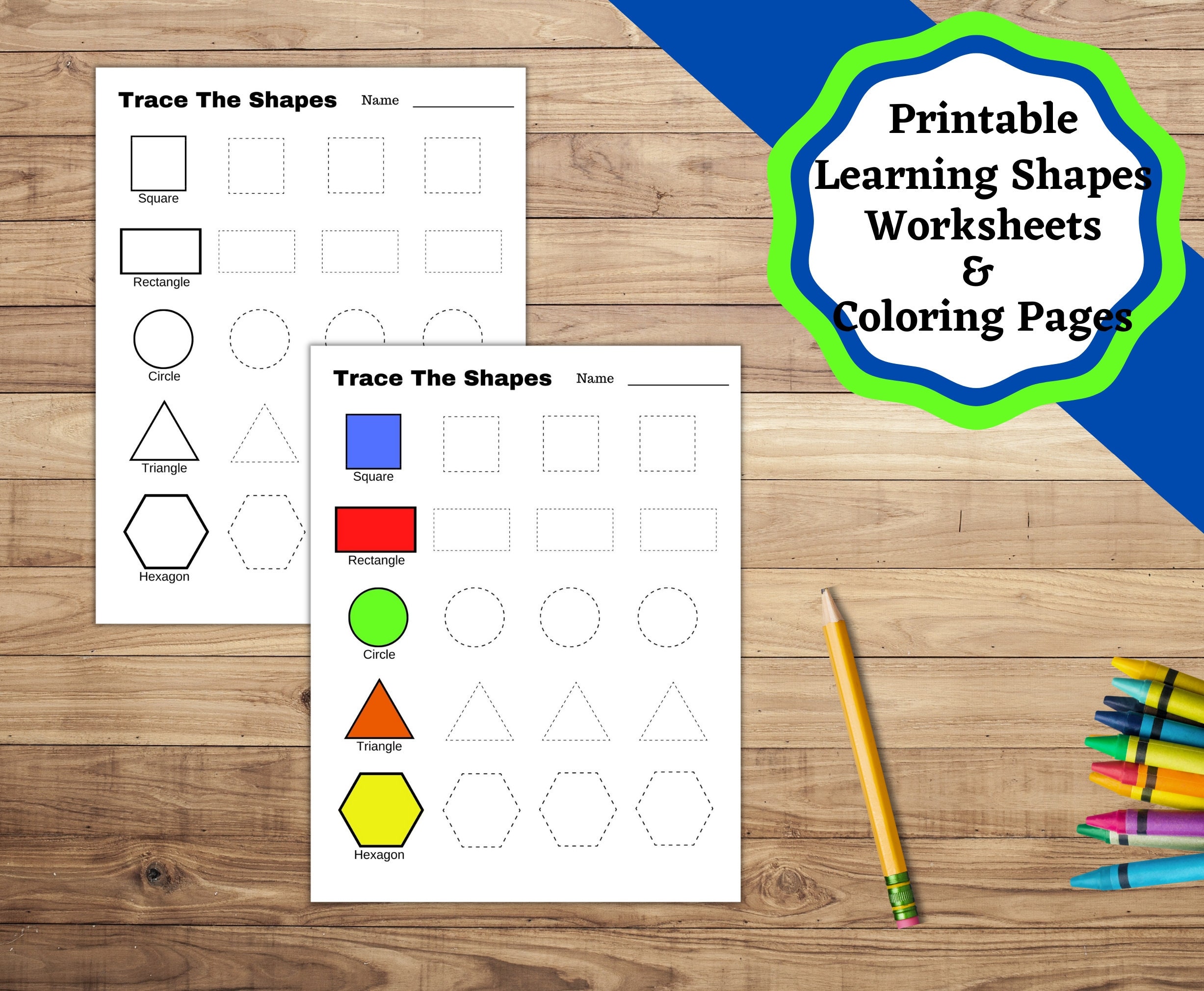 Printable Work Pages/ Learning Shapes, Shapes Coloring Pages. Preschool ...