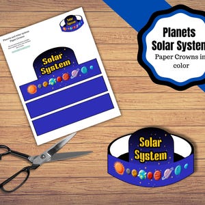 Planet and Solar System Paper Crown, Planets and Sun Colorful Kids ...