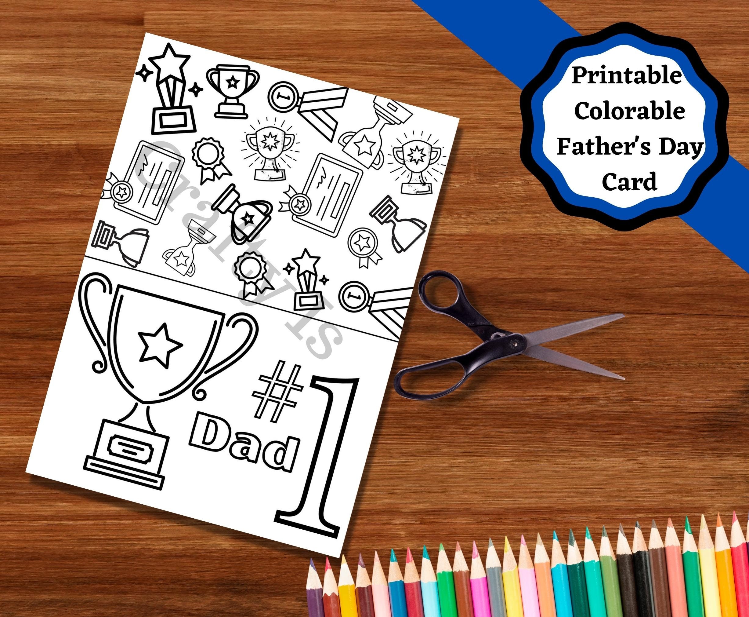 Printable Coloring Father's Day Card Great Kids Gift for - Etsy