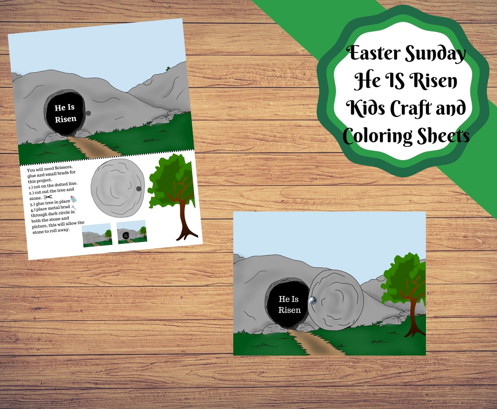 Easter Sunday Printable, He is Risen Kids Craft/activity and Coloring ...
