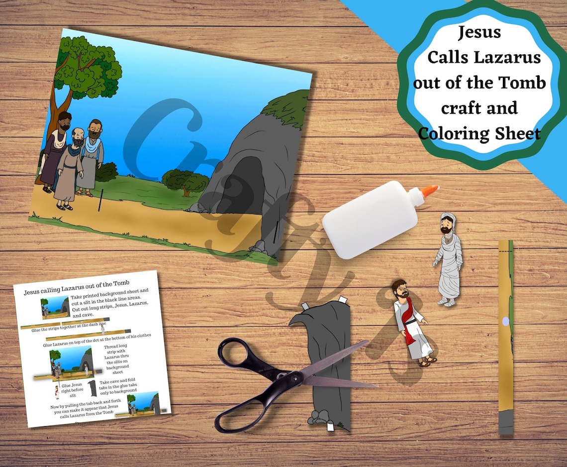 Printable Jesus Calling Lazarus From the Tomb Craft, Sunday School ...
