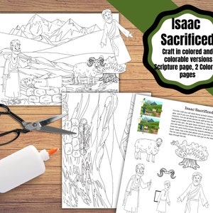 Printable Activity Set for Isaac Sacrificed, Colored and Colorable ...