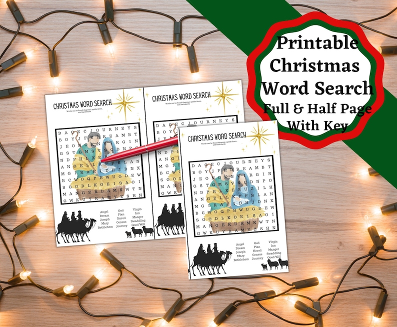 Christmas Nativity Printable Word Search in Full Page and Half Page ...