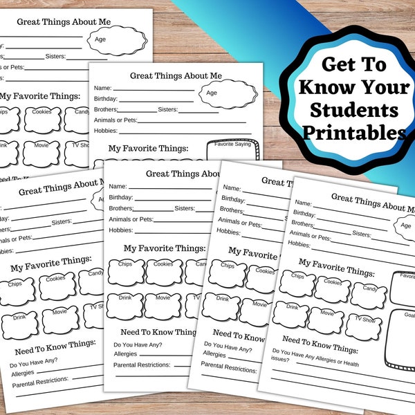 Get to Know Your Student Worksheet - Etsy